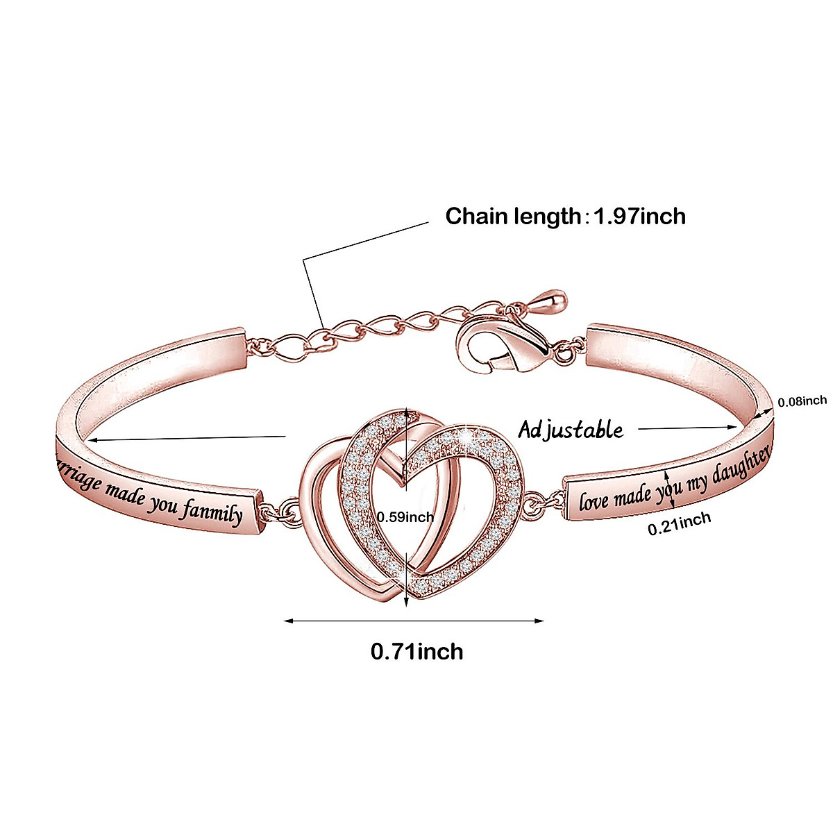 WUSUANED New Dauhter In Law Bracelet Marriage Made You Family Love Made You My Daughter Wedding Bracelet Daughter In Law Gift (New daughter in law bracelet rose gold)