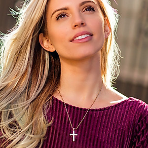 LIFETIME JEWELRY Cubic Zirconia Cross Necklace for Women & Men 24k Gold Plated