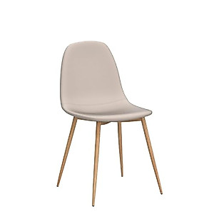 CangLong Dining Chairs Set of 2 with Upholstered Cushion Seat Back & Metal Legs, Morden Armless Accent Chairs for Kitchen, Living Room, Light Grey