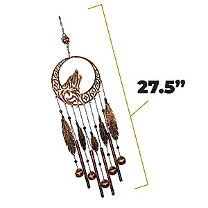 VP Home 27.5" H Rustic Copper Tribal Wolf Dream Catcher Wind Chimes for Outside Unique Dreamcatcher Wolf Windchimes Outdoor Decoration Garden Decor Wolf Wind Chime Gift for Women, Mom, Grandma, Unisex