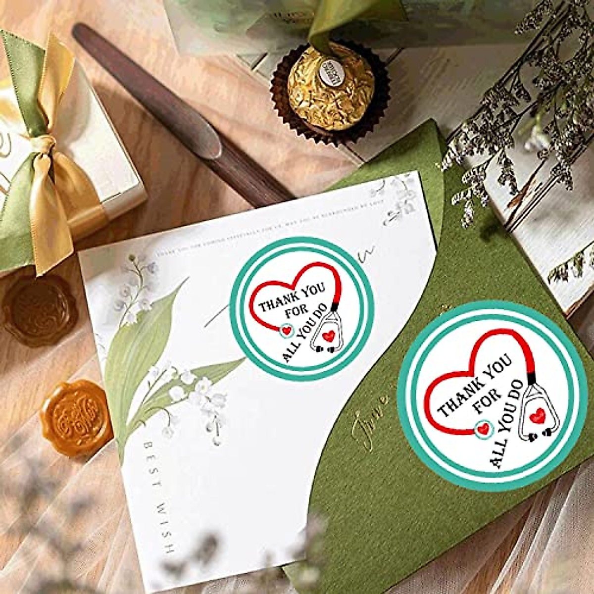 500 Healthcare Workers Thank You Stickers Thank You for All You Do for Us Labels 1.5" Nurse Essential Workers Appreciation Themed Sticker for Doctors Cards, Envelopes,Package Sealing