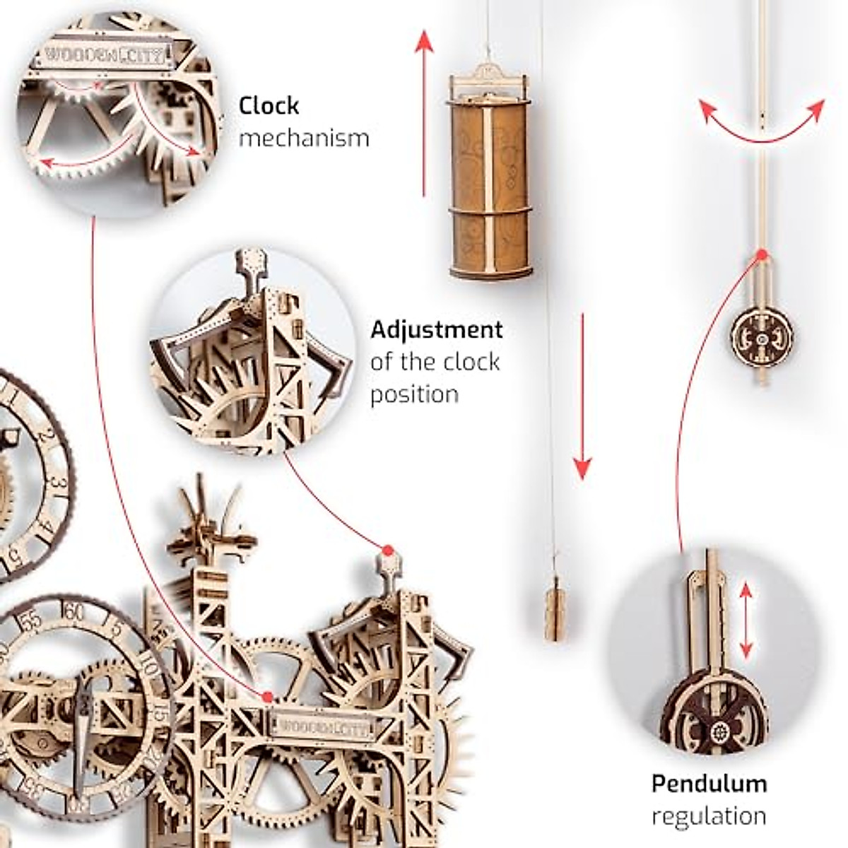 WOODEN.CITY Steampunk Wooden Clock Kit - 3D Puzzles for Adults - Hobbies for Men Model Kits