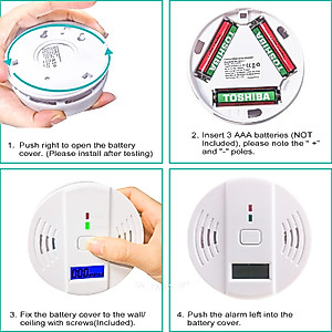 Carbon Monoxide Detector, Replaceable Battery-Operated Carbon Monoxide Alarm Detectors with Digital Display & LED Lights. CO Alarm Applicable to Home, Warehouse