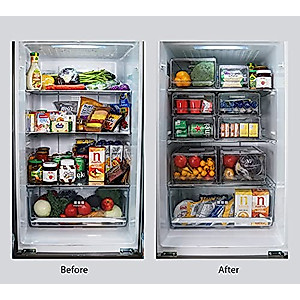 GREENTEC Pull Out Refrigerator Drawer, Stackable Fridge Organizer Bins, Food Storage Container for Freezer, Kitchen, Home, Cosmetics, BPA Free, Medium
