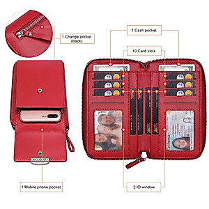 KUKOO Small Crossbody Bag Cell Phone Purse Wallet with Credit Card Slots for Women