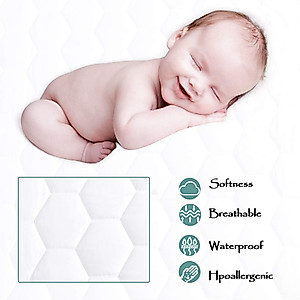 Queen Quilted Waterproof Mattress Pad Cover,Soft Mattress Pad Cover, Waterproof Mattress Protector Stretches up to 16” Deep Pocket-Hollow Alternative Filling-Cooling Mattress Topper