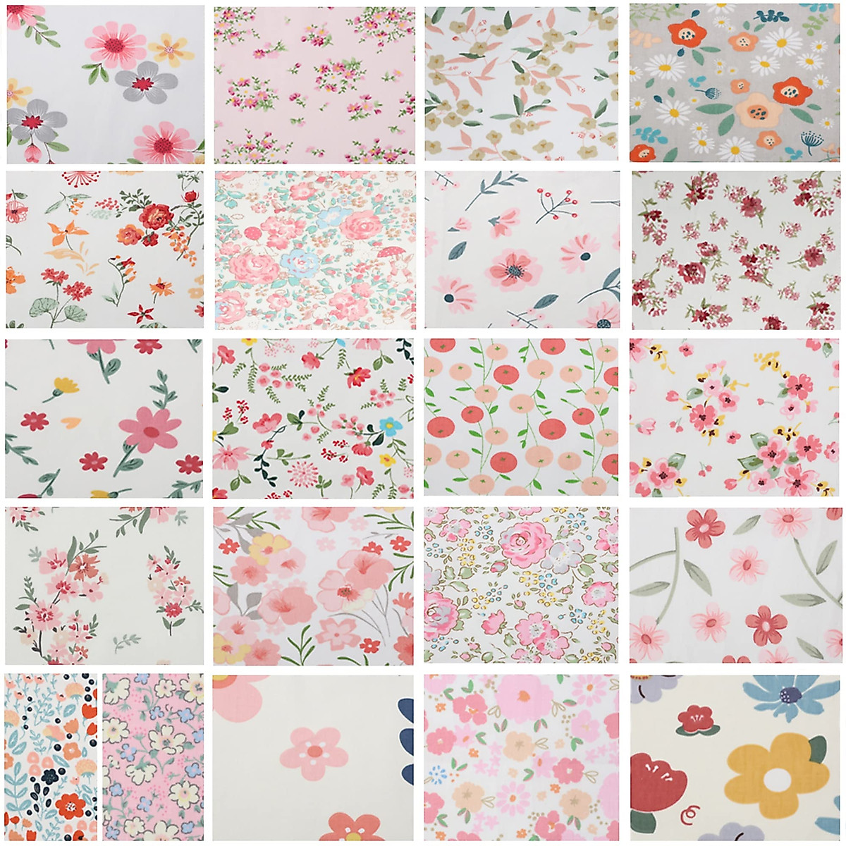 Nodsaw Floral Print Cotton Charm Pack, 5 inch Precuts Quilting Fabric Bundle, 5" Quilt Charm Squares