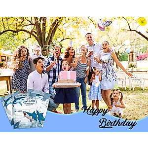 QOFO Ocean Sharks Birthday Party Invitations-Set of 20 With Envelopes,Underwater World Animal Party,Birthday Party Decorations And Supplies-YQC02