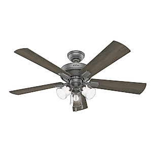 Hunter Fan Company 51019 Crestfield Indoor Ceiling Fan with LED Light and Pull Chain Control, 52", Matte Silver Finish
