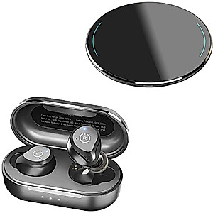 TOZO NC9 2022 Version Hybrid Active Noise Cancelling Wireless Earbuds Matte Black & TOZO W1 Wireless Charger 10W Black
