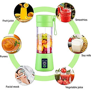 Portable Blender Smoothies Personal Blender Mini Shakes Juicer Cup USB Rechargeable (Green)