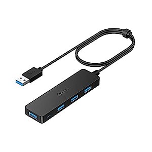 Aceele USB Hub 3.0 Splitter with 4ft Extension Long Cable Cord, 4-Port Ultra-Slim Multiport Expander for Desktop Computer PC, Laptop, Chromebook, Flash Drive Data and More[Charging Not Supported]