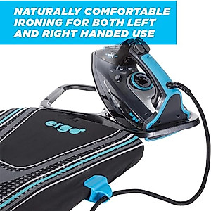 Minky Homecare Ergo Plus Prozone Ironing Board Made in UK Freestanding Full Size Iron Table with Heat Reflective Cover, Thick Felt Underlay and Large 48" x 15" Ironing Surface (Gunmetal and Blue)