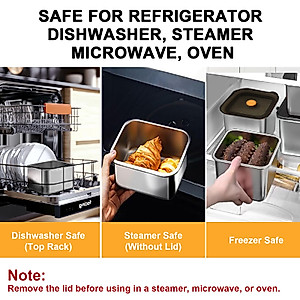 YUPER Stainless Steel Food Containers, Meal Prep Container, Bacon Cheese Container for Refrigerator, Stainless Steel Containers with Lids Fruit Lunch Storage, 2 Pack (40+67OZ)