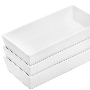 Elsjoy Set of 3 Ceramic Serving Bowls with Wooden Tray, Snack Serving Tray Divided Serving Platter for Appetizer, Fruits, Bread