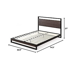 ZINUS Suzanne 37 Inch Bamboo and Metal Platform Bed Frame / Solid Steel Construction / No Box Spring Needed / Wood Slat Support / Easy Assembly, Grey Wash, Full