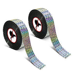 MP mypole Bird Scare Tape Ribbon, 2 * 300 Foot Reflective Tape Ribbon for Birds Woodpecker Scare Reflective Flash Tape Scare Birds Away for Outdoor, House, Garden, Patio, Orchard