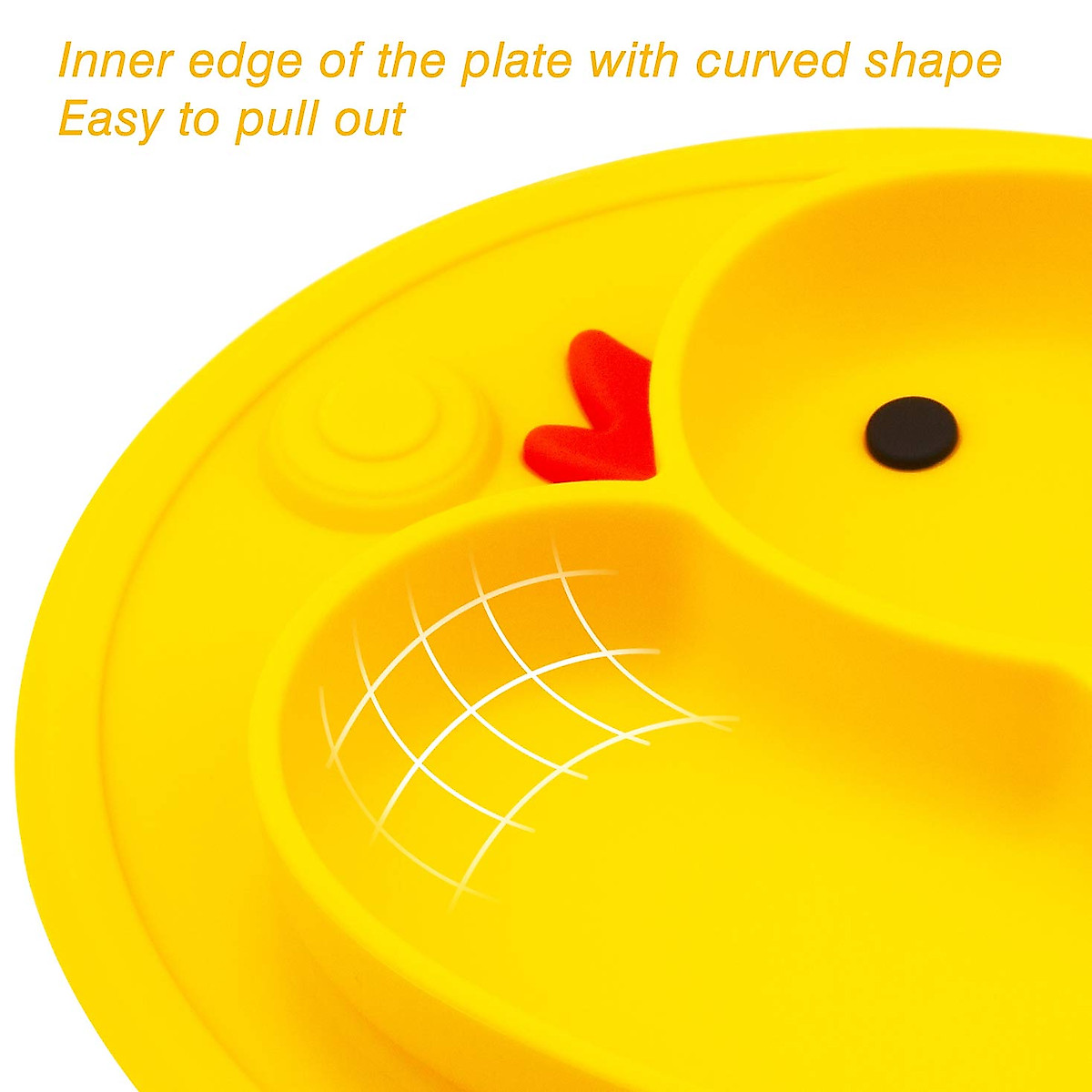 Baby Plate Silicone Toddler Plates Suction Placemat Divided Dishes for Kids and Infants One-Piece Strong Suction, BPA Free, Microwave Dishwasher Safe (Yellow)