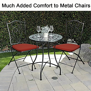 BUYUE 14" Metal Chair Cushions with Magnetic Set of 4, Luxury PU Leather Waterproof Anti-Slip Seat Pads for Kitchen Cafe Dining Bistro Stackable Chairs (U-Shape, Red, 4)