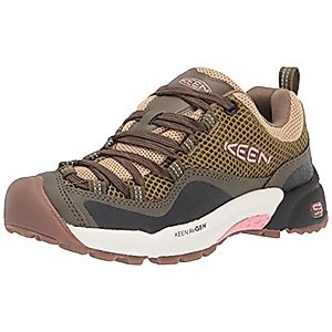 KEEN Women's Wasatch Crest Vent Breathable Hiking Sneakers, Olive Drab/Pink Icing, 7