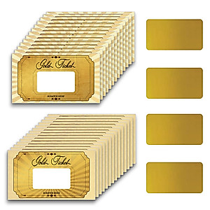 PLIGREAT 120 Pieces Gold Ticket Scratch Off Cards Stickers, Blank Gift Certificates Scratch Cards Scratch Off Tickets DIY Coupon Cards for Small Business, Holiday, Bridal Shower Activity, Party Supply