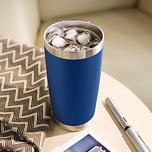 DOMICARE 20oz Stainless Steel Tumbler Bulk with Lid, Double Wall Vacuum Insulated Travel Mug, Powder Coated Coffee Cup (Dark Blue, 1)