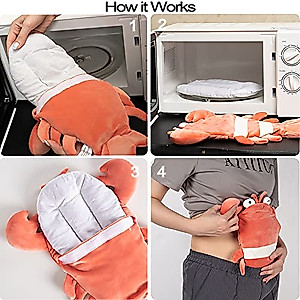 Infowush Microwave Wireless Heating Pad for Pain Relief,Lobster Plush Heating Pad with Removable Lavender Scented, Heatable Stuffed Animal,Hot Therapy for Cramps,Back,and Neck Red