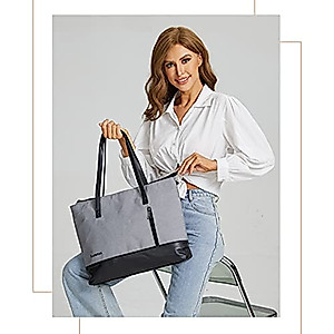 Scarleton Water Resistant Tote Bag for Women, Multi Pocket Diaper Bag, Multipurpose Casual Bag and Laptop Bag, H20550301, Grey/Black