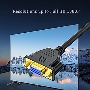 UV-CABLE VGA Extension Cable, VGA Cable Male to Female 6 Feet (VGA 15 Pin), SVGA Male to Female HD15 Monitor Video Adapter Cable Support 1080P Full HD for Laptop, PC, Projector, HDTV, Display