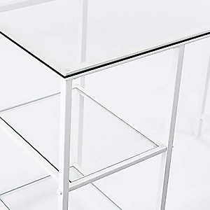 SEI Furniture Layton Metal/Glass Student Desk, White