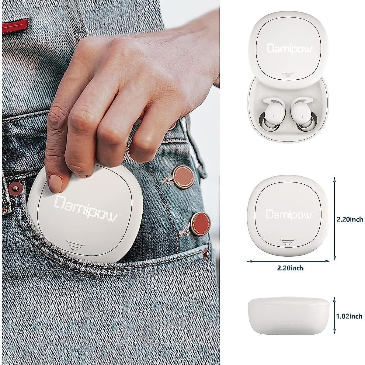 Bluetooth Sleep Earbuds, Noise Blocking Small Buds for Sleeping, Wireless Sleep Headphone Comfortable Fit, Invisible and Skin-Soft in-Ear Designed for Side Sleepers, Insomnia, Snoring, Work, Leisure