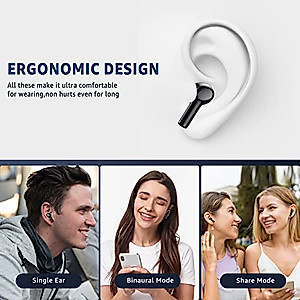 ORIbox True Wireless Earbuds Ear Buds Touch Control with Wireless Charging Case IPX7 Waterproof Bluetooth Headphones in-Ear Built-in Mic Headset Premium Deep Bass for Sport Black