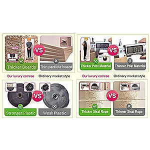 Go Pet Club 57.5" Jungle Rope Cat Tree Kitty Condo Tower House Furniture with Swing Bed and Spinning Scratching Post, Slate Gray