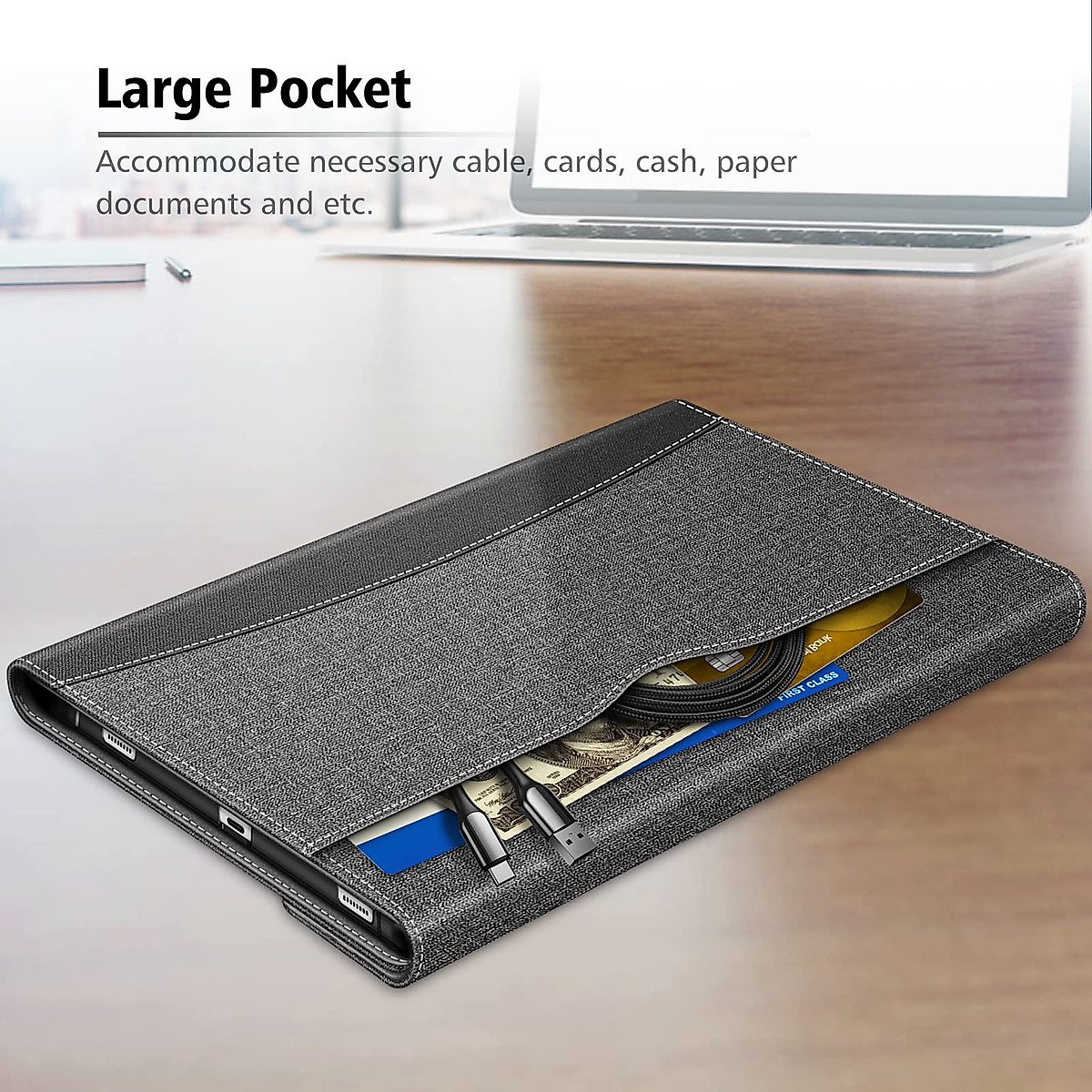 Fintie Case for Samsung Galaxy Tab S8 Plus 2022/S7 FE 2021/S7 Plus 2020 12.4 Inch with S Pen Holder, Multiple Angle Portfolio Cover with Pocket Auto Sleep/Wake, Gray