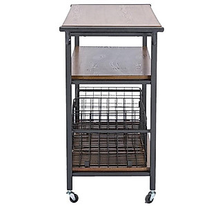 Baxton Studio Lancashire Wood and Metal Kitchen Cart, Brown