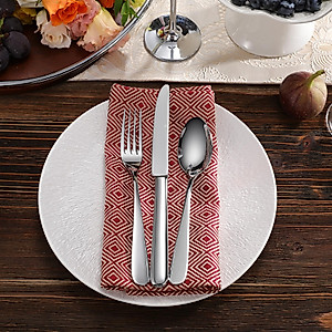 KEAWELL Premium 45-Piece Louise Silverware Set, 18/10 Stainless Steel, Service for 8, Fine Flatware Set, Smooth and Exceptional mirror finish, Dishwasher Safe (45)