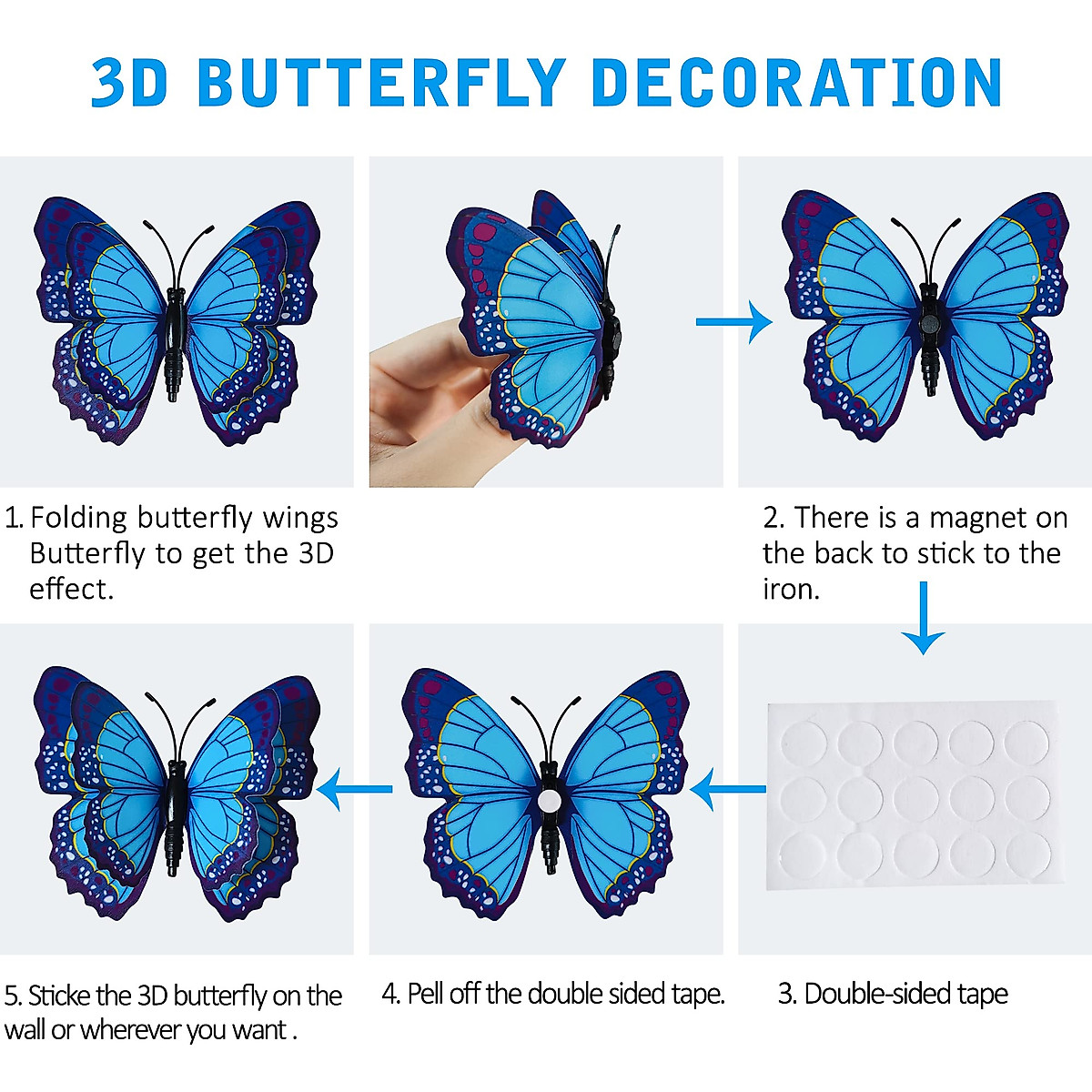 24PCS Butterfly Wall Decals Removable Butterflies Wall Sticker 3D Mural Stickers for Home Bedroom Kids Room Decor (Hollow out-Black/48PCS)