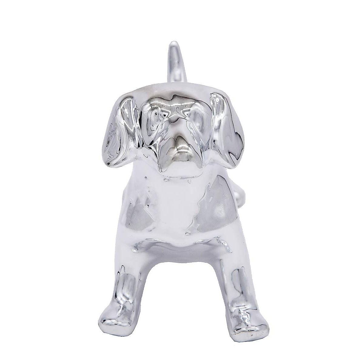 Nayothecorgi Beagle Dog Statue - Metallic Silver Standing Ceramic Dog Statue - Decorative Dog Sculpture for Garden or Home Décor - Beagle Dog Outdoor Statue - (11.5” x 7.0” x 4.5”)