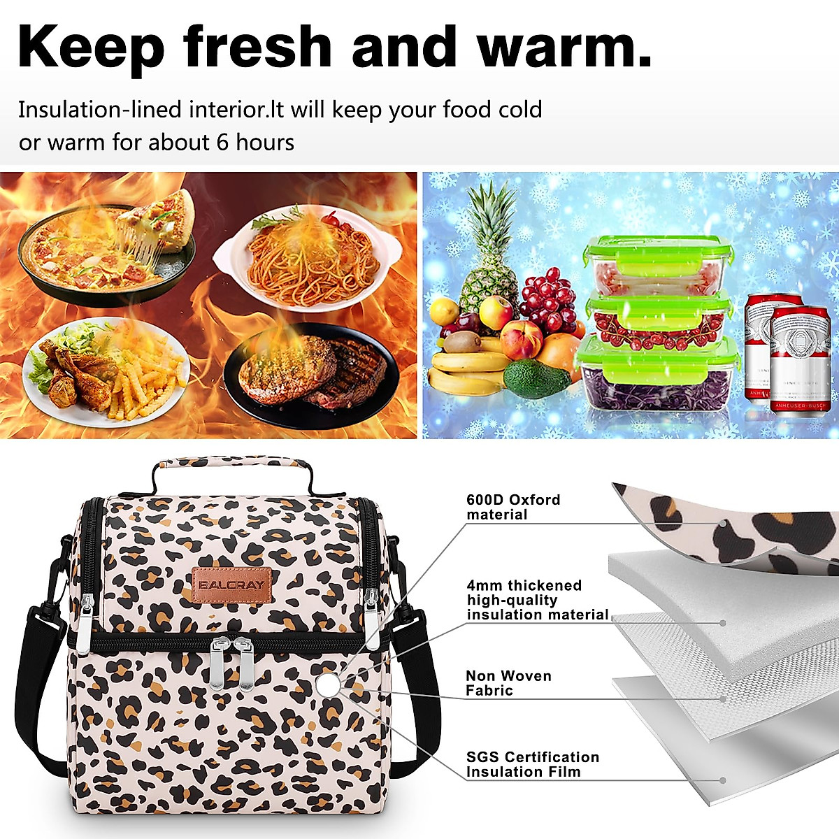BALORAY Lunch Bag for Women Men Insulated Lunch Box for Adult Reusable Lunch Tote Bag for Work, Picnic or Travel