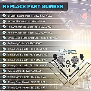 5.4 Timing Chain Kit Cam Phaser Repair Kit for 2005-2014 Ford F-150, F-250, F-350, Expedition, Lincoln Navigator, Mark LT 5.4L Triton Cam Phaser Repair Kit