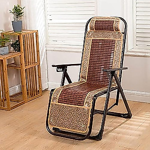 RUVOO Zero Gravity Chair Lounge Chair Bamboo Chair Folding Recliner Lunch Break Nap Backrest Seat Home Leisure Portable Adjustable Armchair for Beach Garden Folding Recliner Chair Patio Lounge Chair