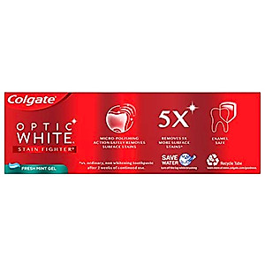 Colgate Optic White Stain Fighter Fresh Mint Gel, 4.2 oz (Pack of 2)