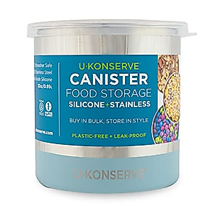 U Konserve Stainless Steel Bulk Food-Storage Canisters 32oz - Clear Silicone Lid - Airtight - Kitchen Containers - Dishwasher Safe - Plastic Free