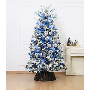 34ct Navy Blue Mini Christmas Ball Ornaments Shatterproof Plastic Christmas Tree Decorations for Xmas Party Home Office Holiday Halloween Decor -Small Size (1.57"/ 40mm)