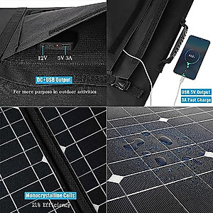 CAJUCA 150W Portable Solar Panel, 18V Foldable High Power Solar Charger, Photovoltaic Power Panel for Outdoor Camping RV Off Grid System