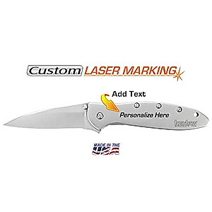 Custom Laser Engraved Kershaw Leek Knife 1660 Silver Handle with Silver Fine Edge Blade