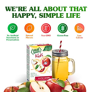 TRUE LEMON KIDS Crisp Apple (10 Packets) - Hydration, No Preservatives, No Artificial Flavors, No Sweeteners - Low Sugar Water Flavoring - Juice Powdered Drink Mix for Kids