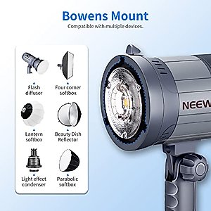 Neewer 600W Battery Powered Outdoor Studio Flash Strobe Lighting Kit:(2)VISION4 Monolight with 2.4G System,(2)Translucent White Umbrella,(2)Rectangular Softbox for Video Shooting Location Photography