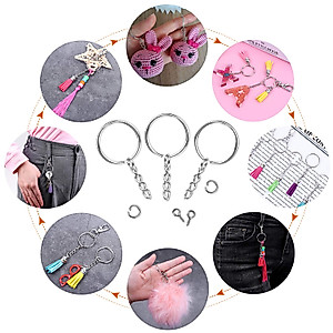 Audab 360Pcs Keychain Bulk, 120Pcs Keychain Rings with Chain and 120Pcs Open Jump Ring with 120Pcs Screw Eye Pins for Crafts and Jewelry Making