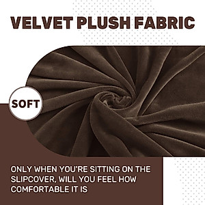 MAXIJIN Velvet Ottoman Slipcover Oversized Stretch Square Rectangle Footstool Slipcover Folding Storage Ottoman Covers for Living Room with Elastic Bottom (Ottoman X-Large, Dark Coffee)